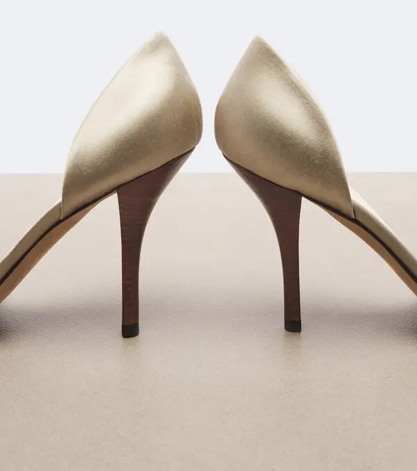 THE ROW Noor Satin Peep-toe Pumps