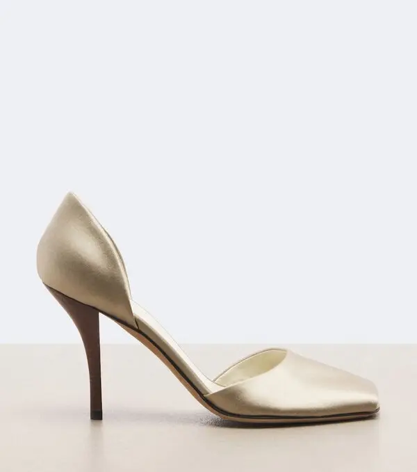 THE ROW Noor Satin Peep-toe Pumps
