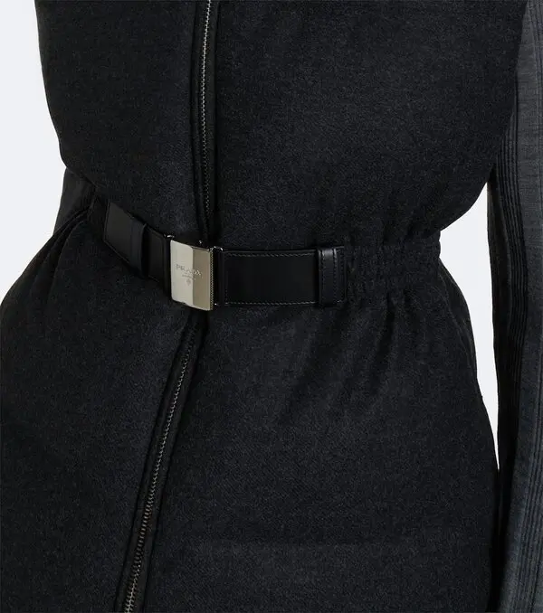 Prada Belted Wool And Cashmere Down Vest