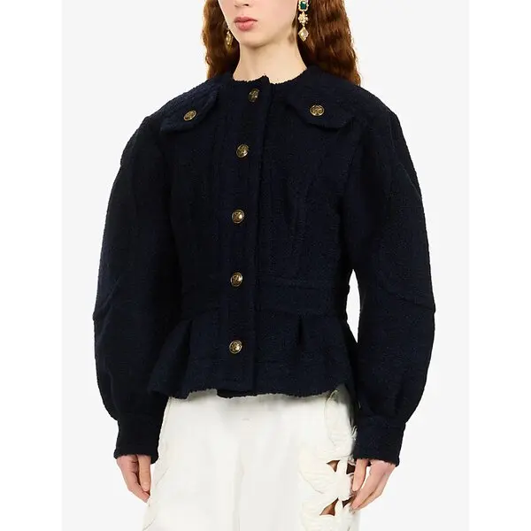 Zimmermann Clash Boucle Wool And Alpaca Blend Peplum Jacket