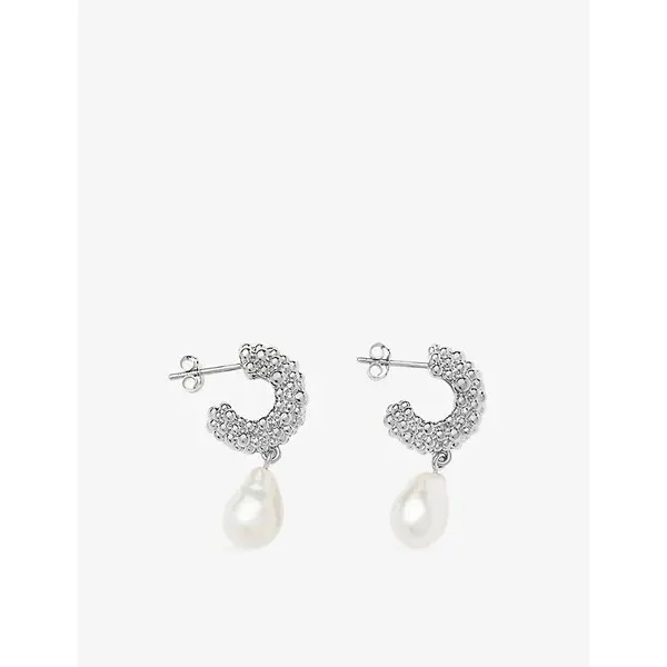 MISSOMA Pearl Baya Charm Small Sterling- Hoop Drop Earrings - Silver