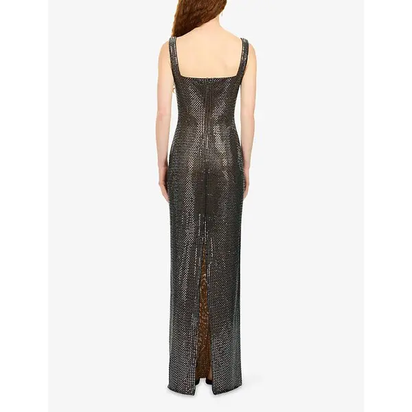 SELF-PORTRAIT Embellished Square-neck Maxi Dress