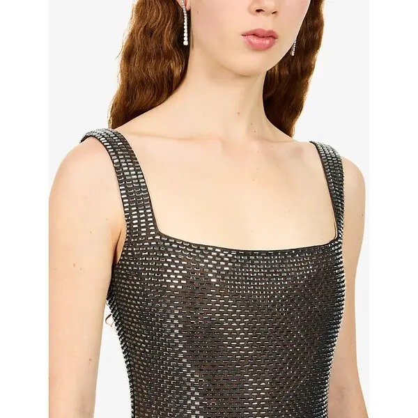 SELF-PORTRAIT Embellished Square-neck Maxi Dress