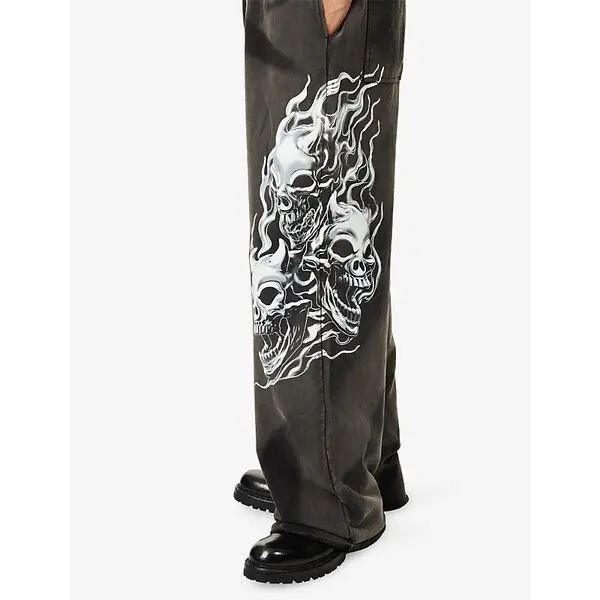 THUG CLUB Six Riding Skull Cotton Jogging Bottoms