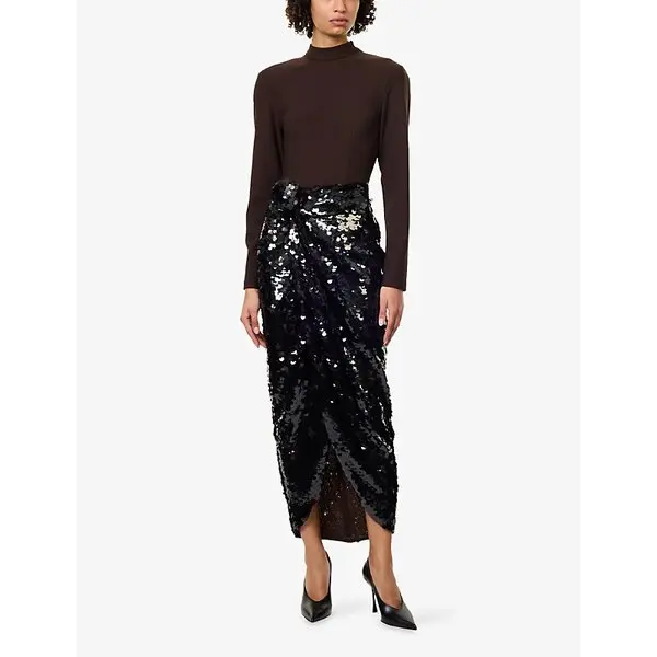 ROTATE BY BIRGER CHRISTENSEN Linetta Knotted Sequin Midi Dress