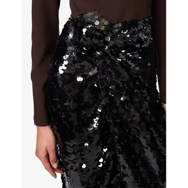 ROTATE BY BIRGER CHRISTENSEN Linetta Knotted Sequin Midi Dress