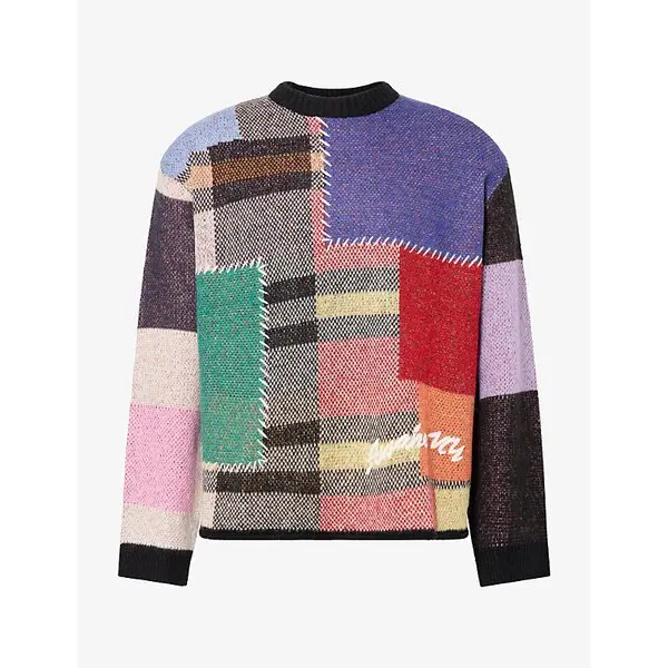 AWAKE NY Patchwork Crew-neck Knitted Sumper