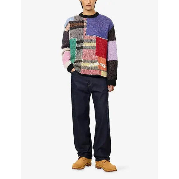 AWAKE NY Patchwork Crew-neck Knitted Sumper