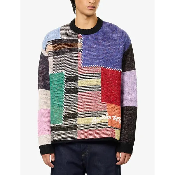 AWAKE NY Patchwork Crew-neck Knitted Sumper