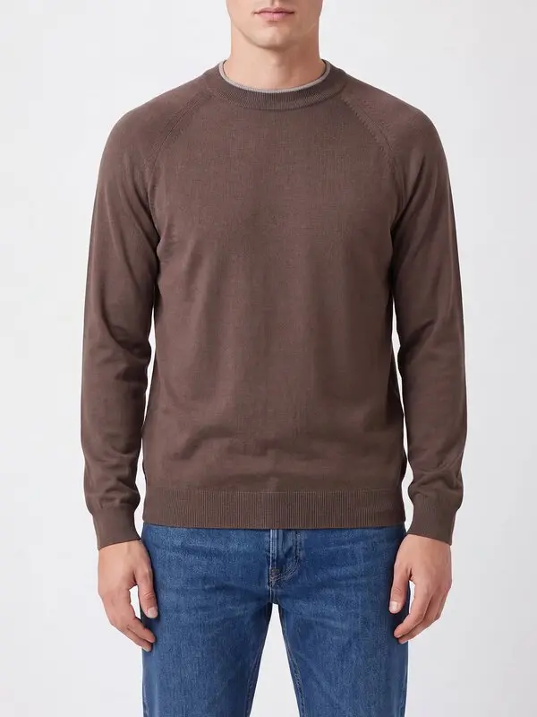 Eleventy Pure Wool Long-sleeved Crewneck Sweater With Ribbed Trim