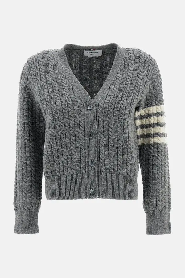Thom Browne Merino Wool Cardigan With Anchor Intarsia And 4-bar