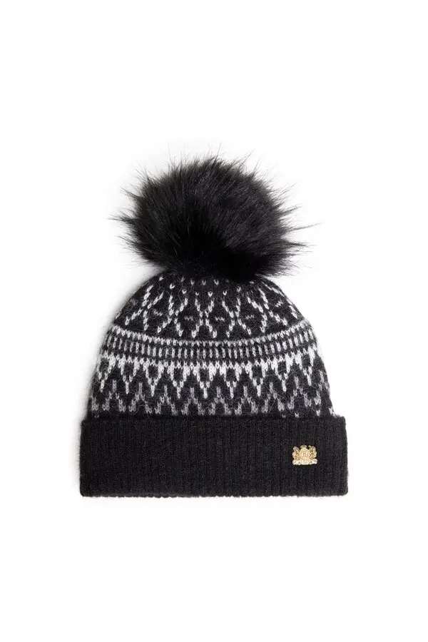 Holland Cooper Little Fairisle Bobble Hat - Black