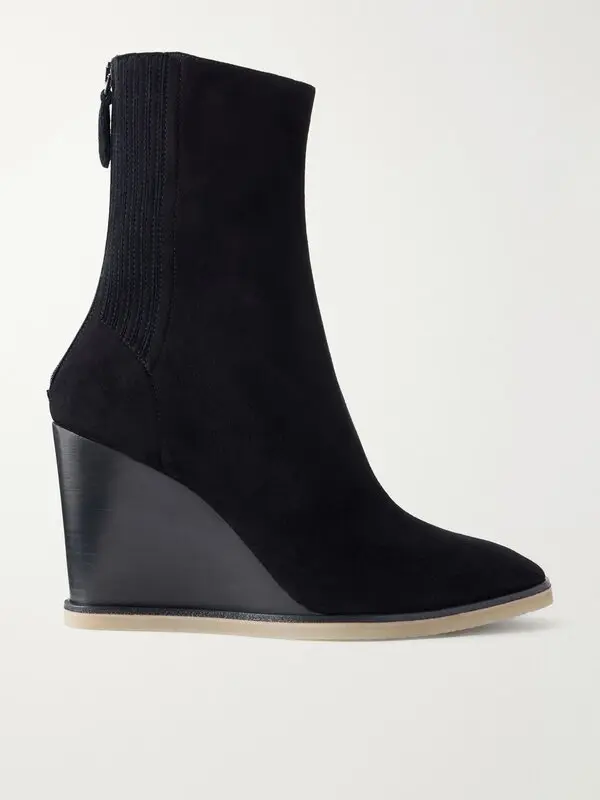 AQUAZZURA Saint Honoré 85 Suede Wedge Ankle Boots