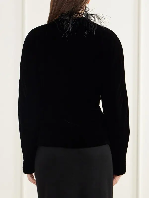THE ROW Eunice Feather-trimmed Velvet Jacket