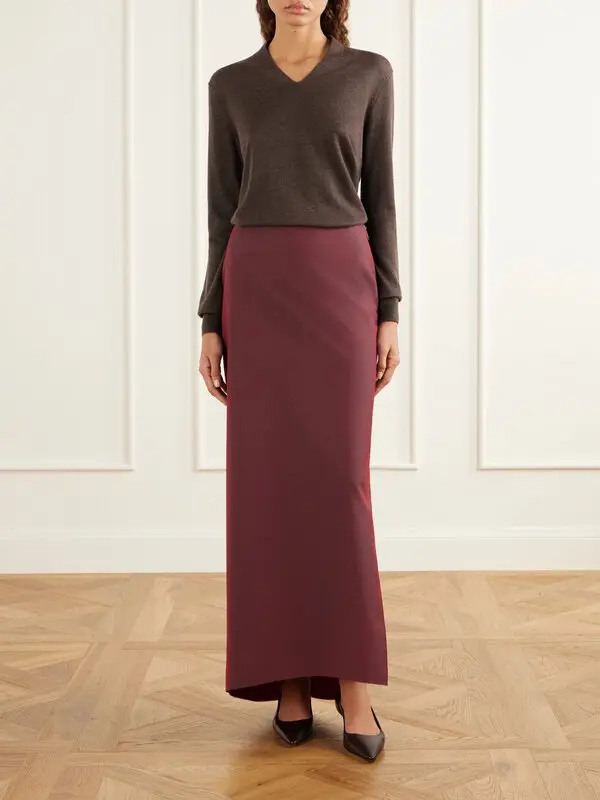 THE ROW Gurio Asymmetric Wool-twill Maxi Skirt