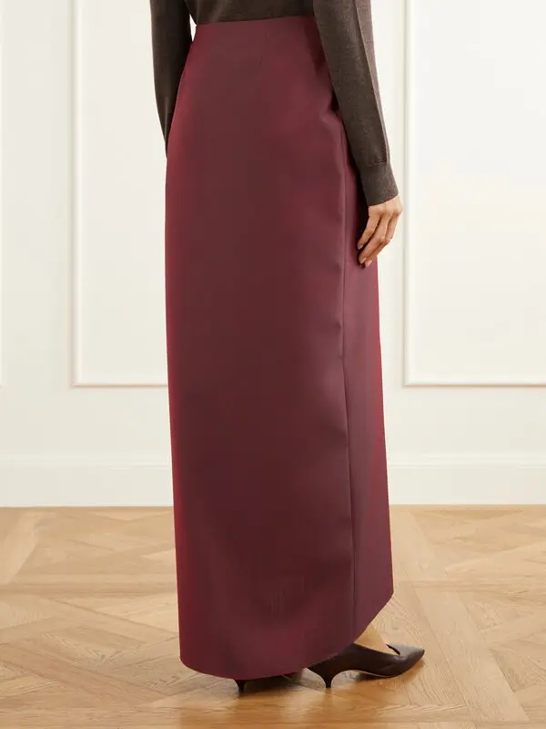 THE ROW Gurio Asymmetric Wool-twill Maxi Skirt