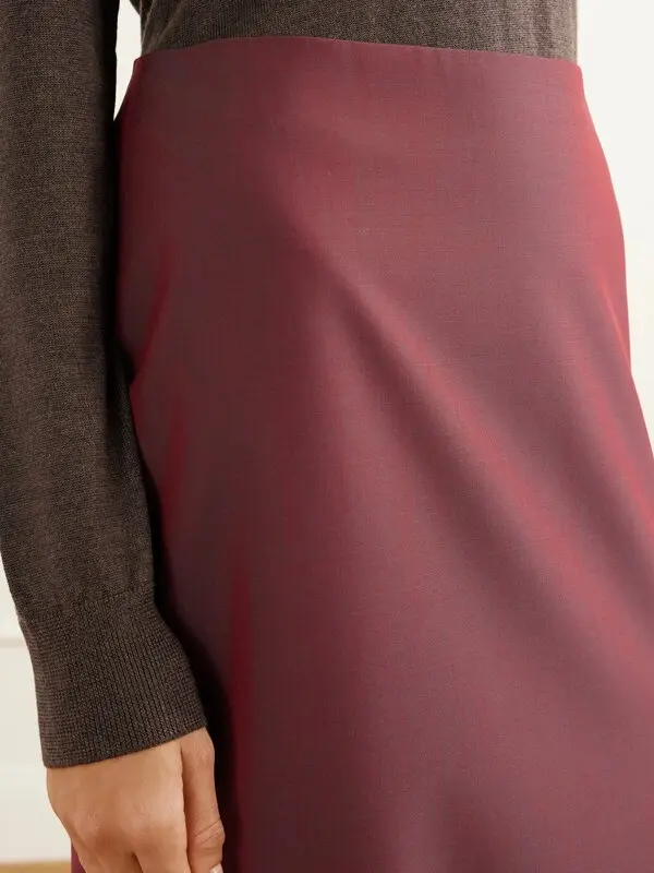THE ROW Gurio Asymmetric Wool-twill Maxi Skirt