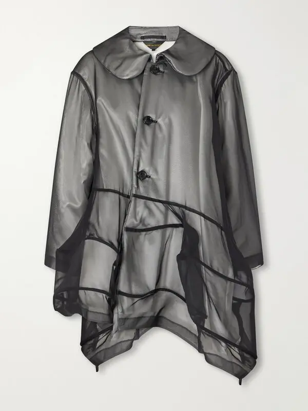 Comme Des Garçons Layered Georgette And Padded-satin Coat