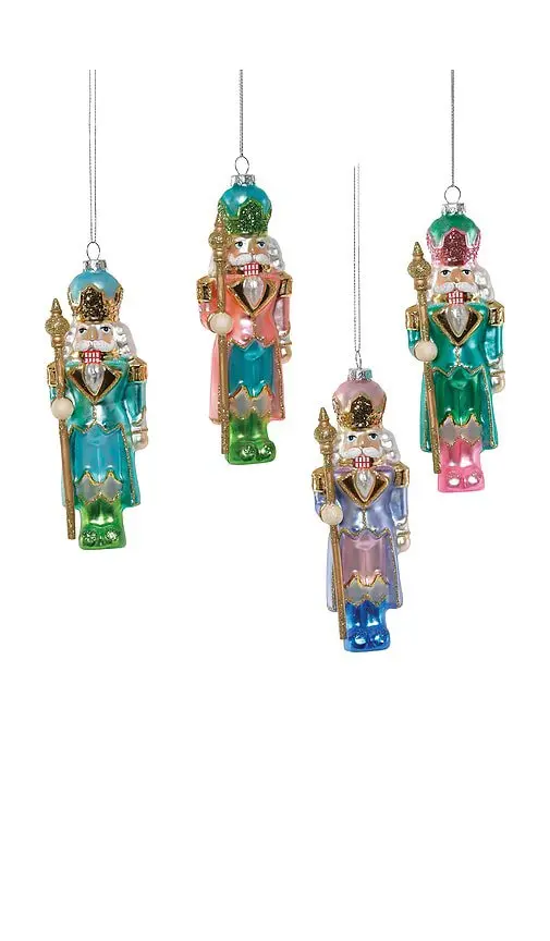 POPPY LANE Pastel Nutcracker Glass Ornament