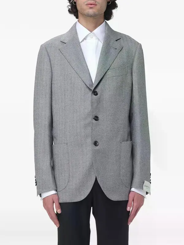 LUIGI BORRELLI Herringbone-pattern Single-breasted Blazer