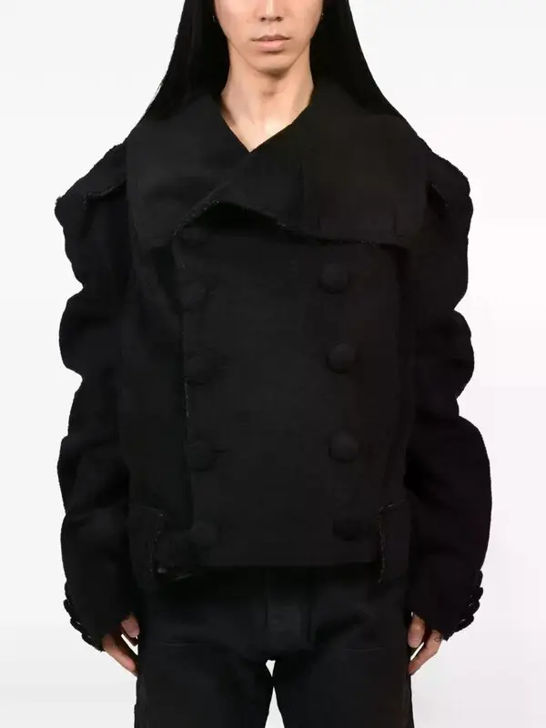 GREG ROSS Cropped Oversized Peacoat