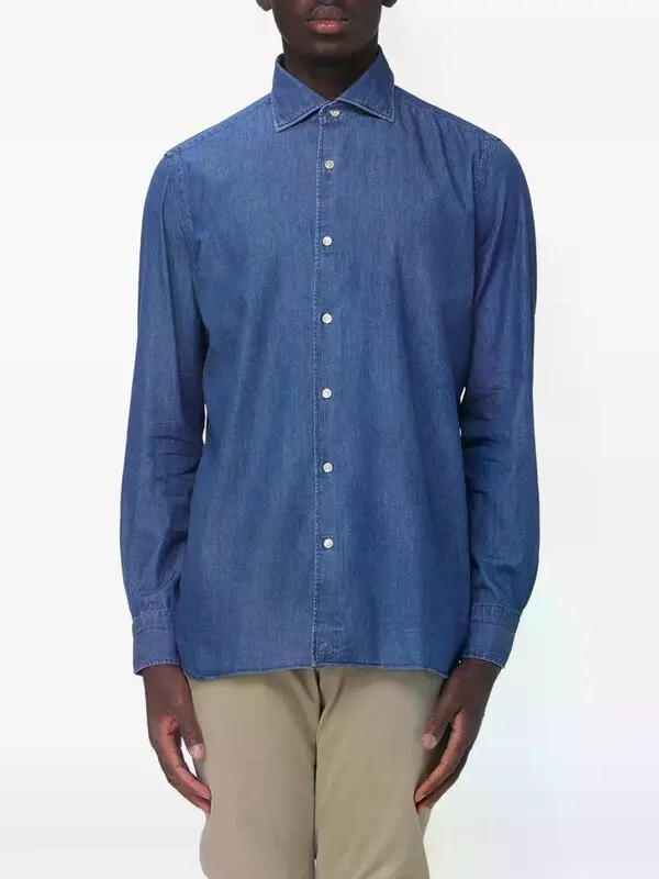 LUIGI BORRELLI Spread-collar Button-up Shirt