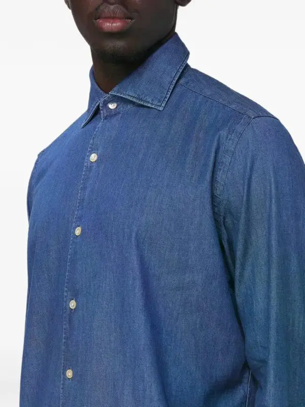LUIGI BORRELLI Spread-collar Button-up Shirt