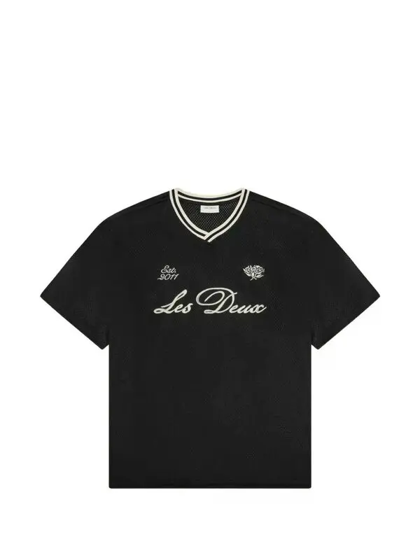 LES DEUX Logo-embroidered Mesh T-shirt