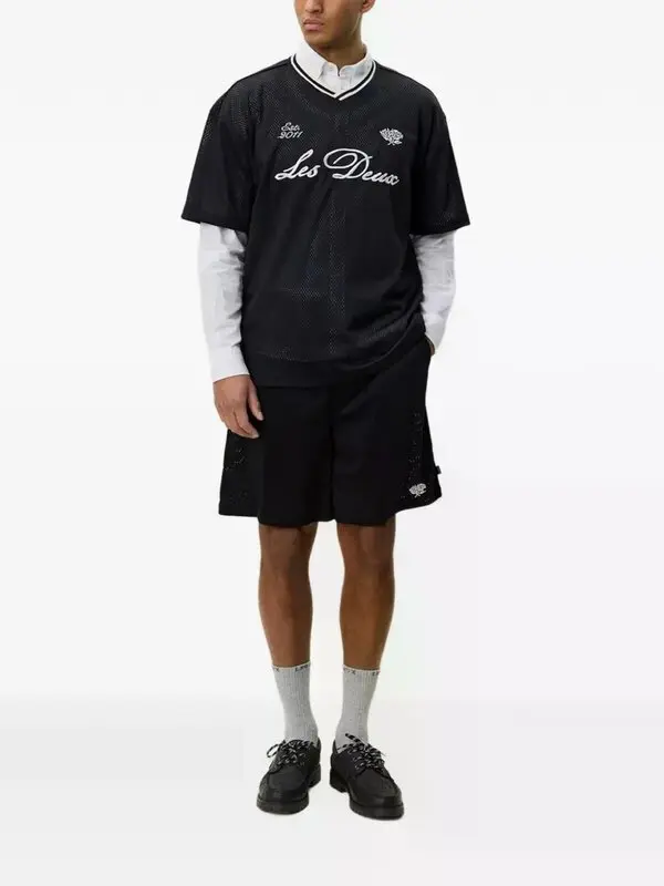 LES DEUX Logo-embroidered Mesh T-shirt