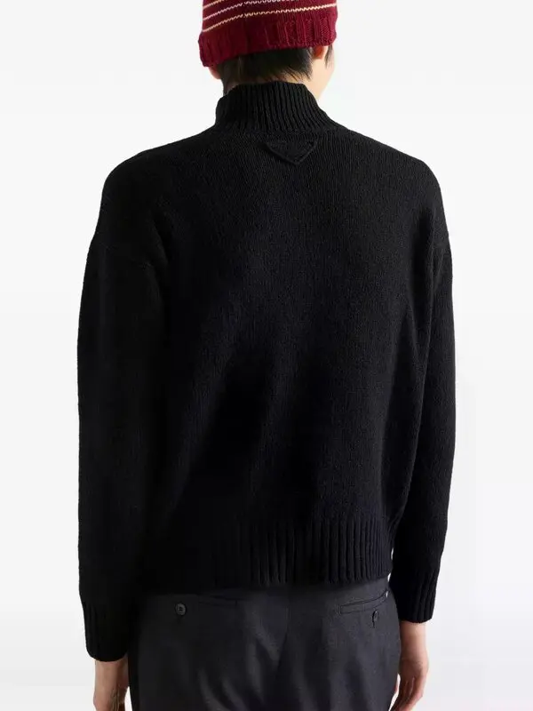 Prada Ribbed-detail Turtleneck Sweater