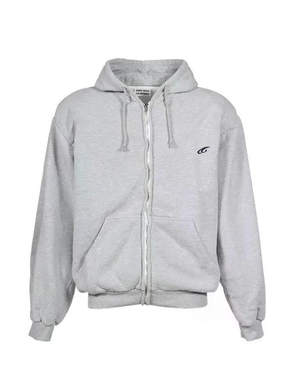 GREG ROSS Shoulder-pad Zip-up Hoodie - Grey