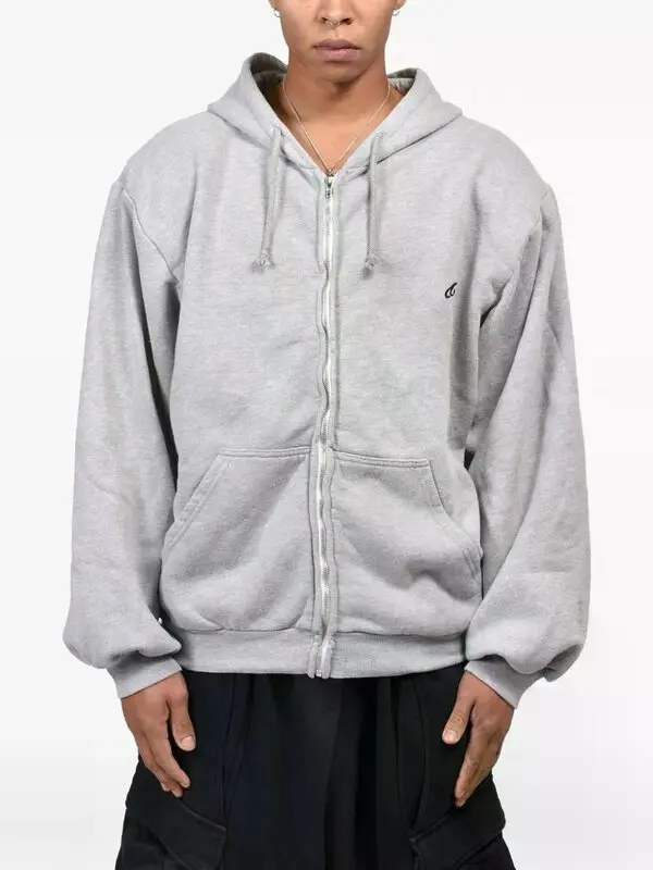 GREG ROSS Shoulder-pad Zip-up Hoodie - Grey