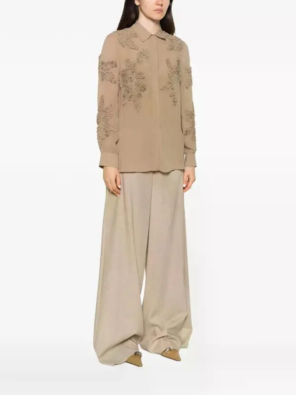 Marella Floral-appliqué Sheer Shirt