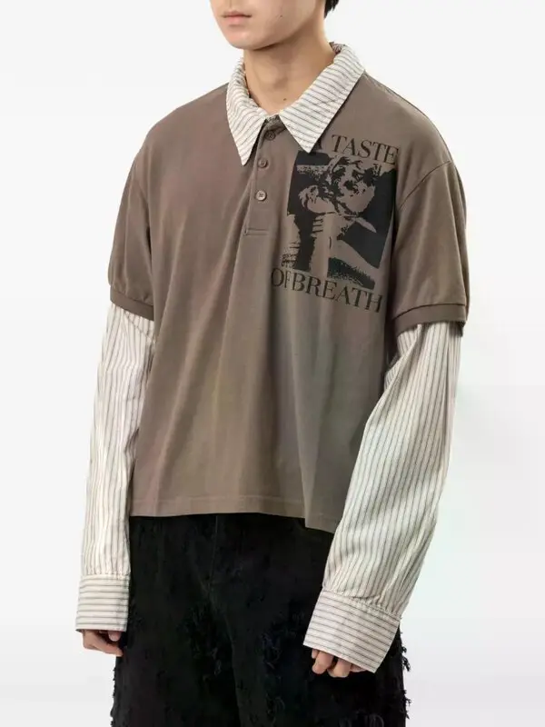 PROTOCOL INDEX Layered Graphic-print Polo Shirt