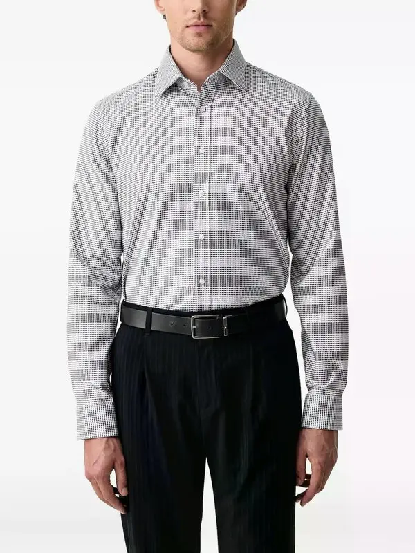 Michael Kors Slim-fit Stretch Cotton Dobby Shirt
