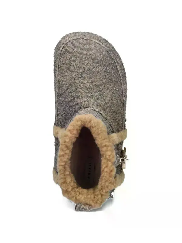 Inuikii Cozy Boot Denim Distressed Shearling-trim Boots