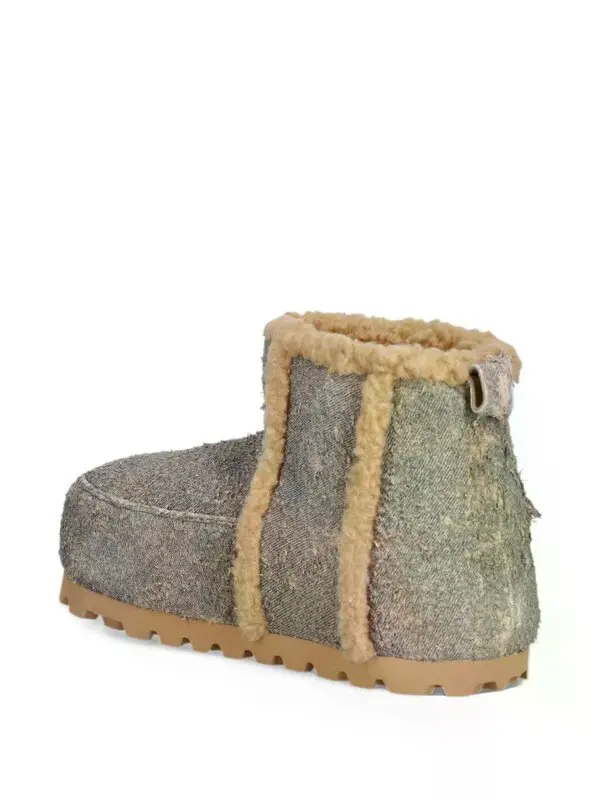 Inuikii Cozy Boot Denim Distressed Shearling-trim Boots