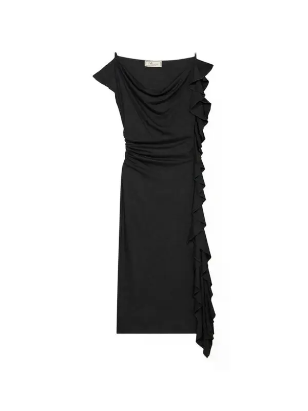 Blumarine Ruffled Side-slit Midi Dress - Grey