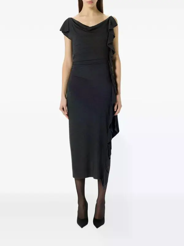 Blumarine Ruffled Side-slit Midi Dress