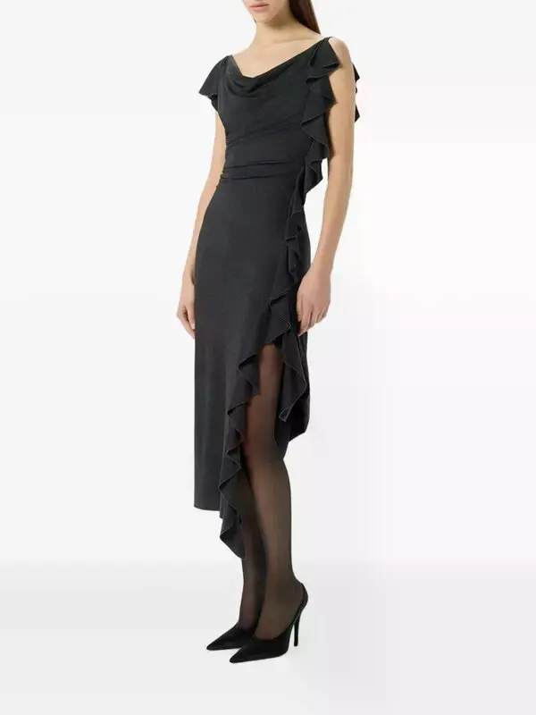 Blumarine Ruffled Side-slit Midi Dress