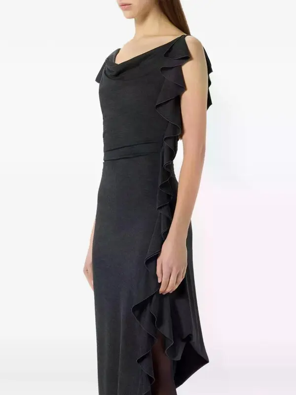 Blumarine Ruffled Side-slit Midi Dress