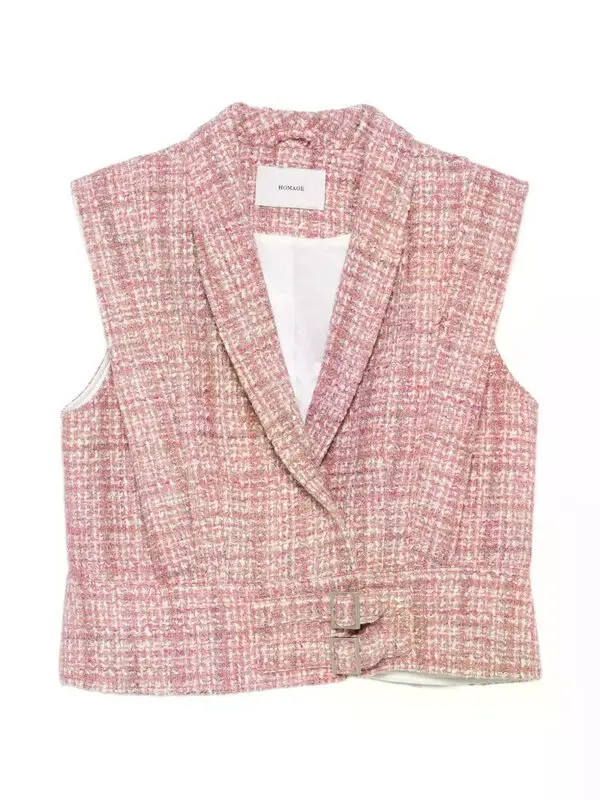HOMAGE Bouclé-knit Buckled Jacket