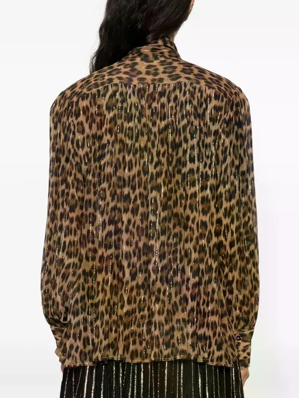 SEMICOUTURE Leopard-print Pussy-bow-collar Shirt