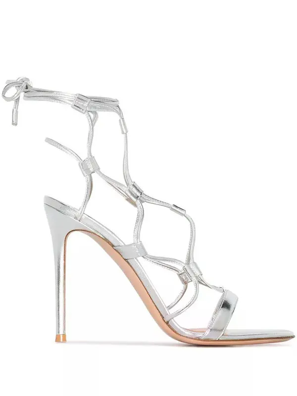 GIANVITO ROSSI Giza 120mm Leather Sandals - Silver