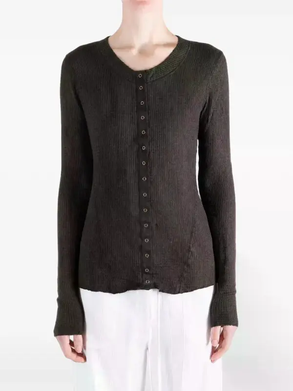 Free People Going Places Ribbed-knit Press-stud Cardigan - Brown