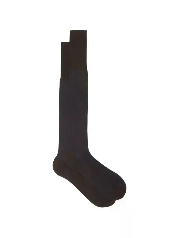 BRESCIANI Mario Ribbed-knit Cotton Socks - Brown