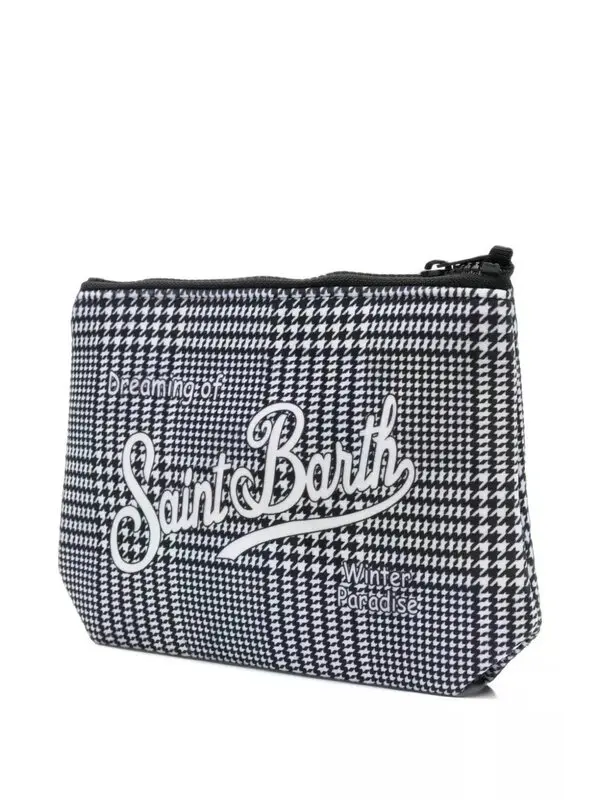 MC2 SAINT BARTH Aline Glen Check Logo-print Clutch Bags - Black