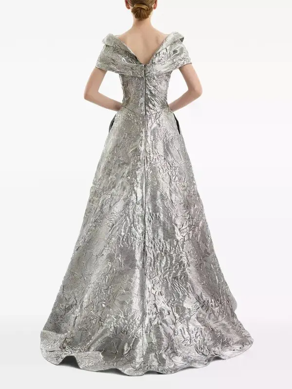 GEMY MAALOUF Off-shoulder Jacquard-effect Gown