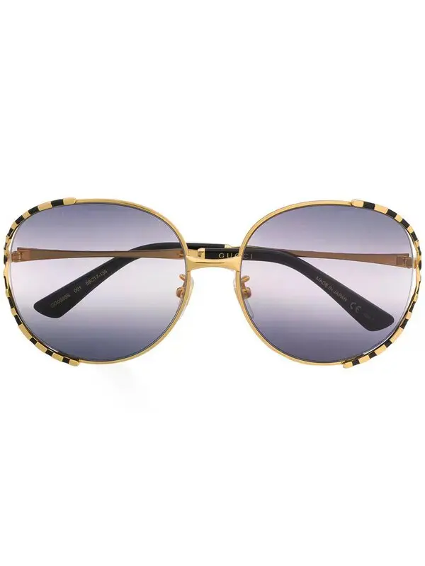 Gucci Striped Oversized-frame Sunglasses - Gold