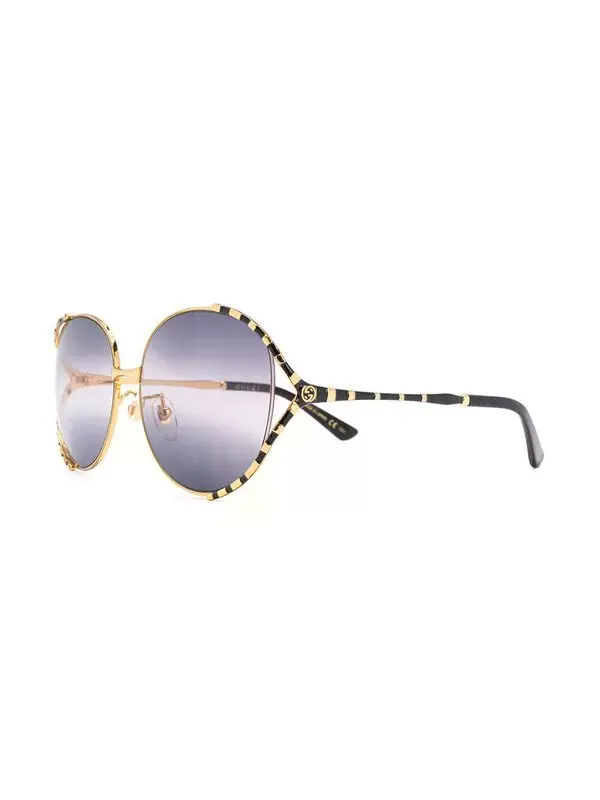 Gucci Striped Oversized-frame Sunglasses